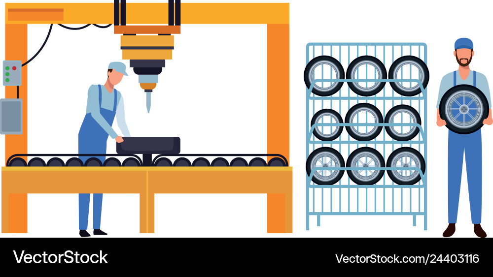 Industry car manufacturing cartoon Royalty Free Vector Image