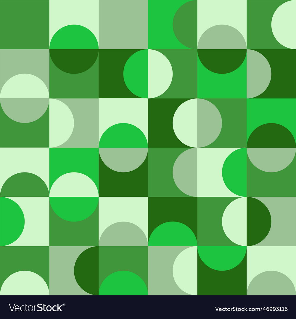 Mid Century Modern Green Circles Seamless Pattern Vector Image