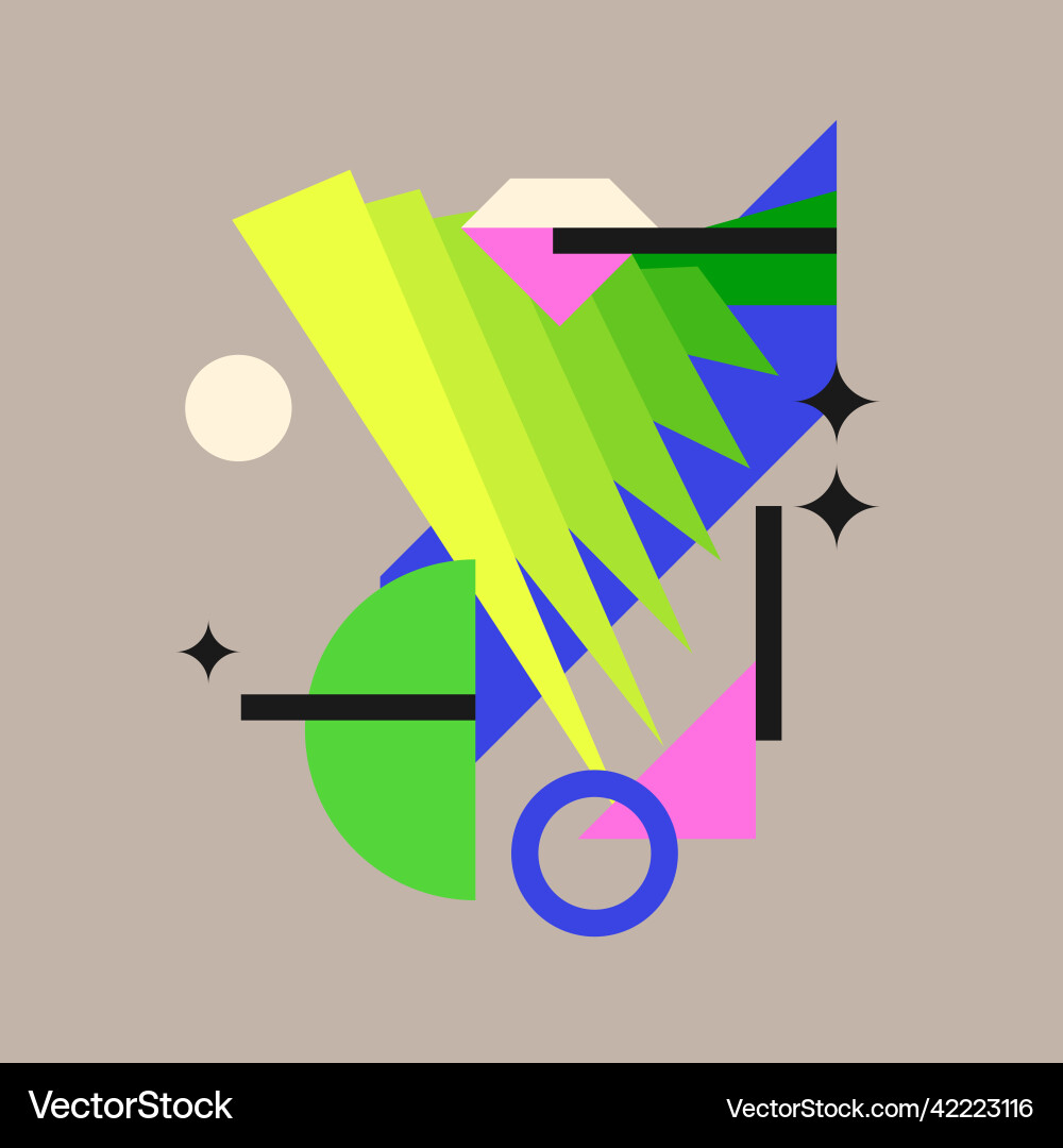 Modern geometric composition of various shapes Vector Image