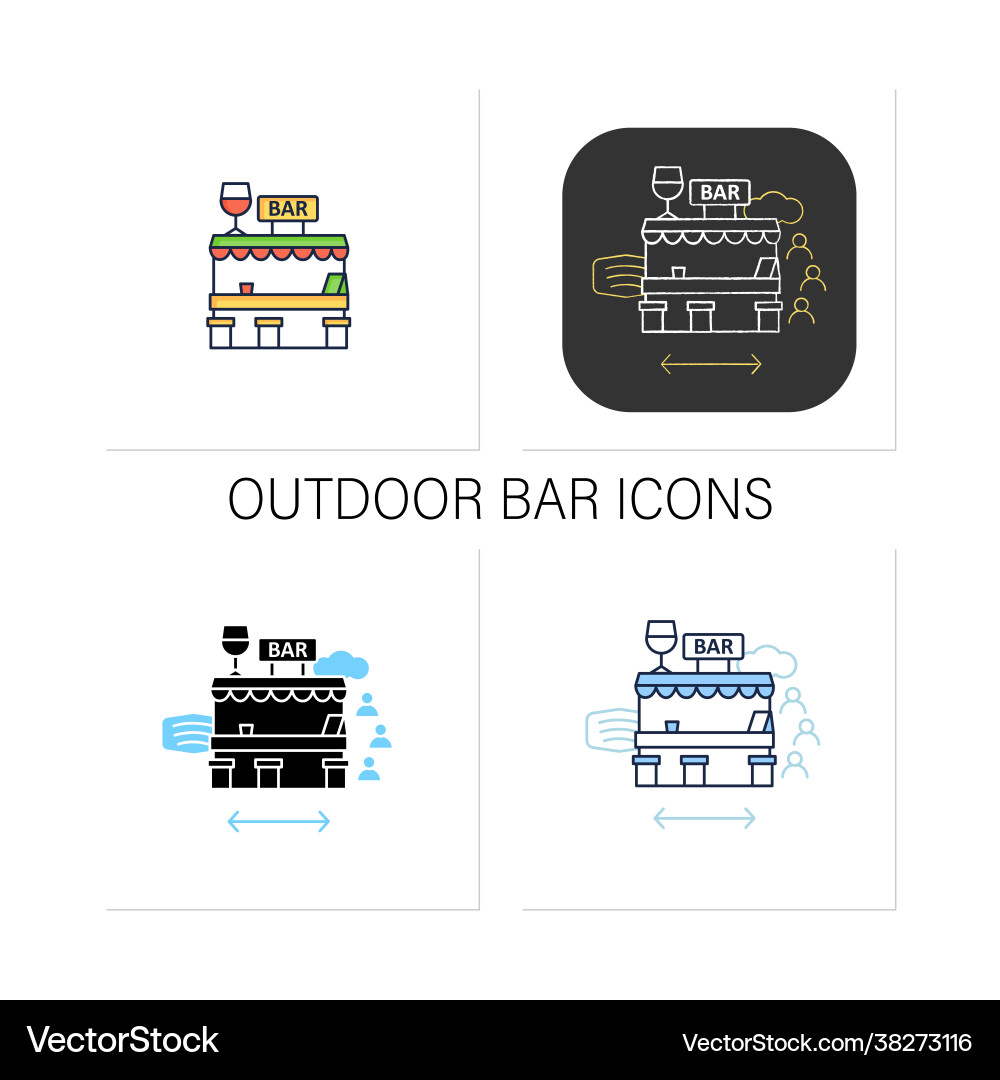 Outdoor bar icons set Royalty Free Vector Image