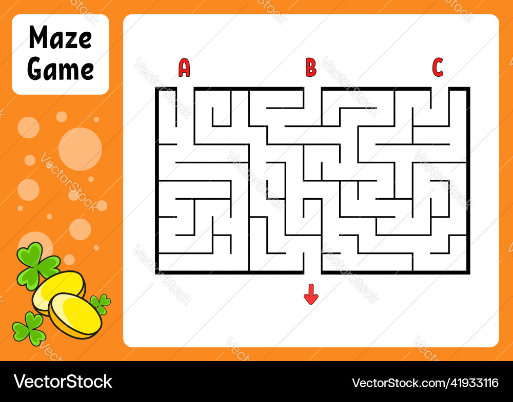 Rectangle maze game for kids three entrances one Vector Image