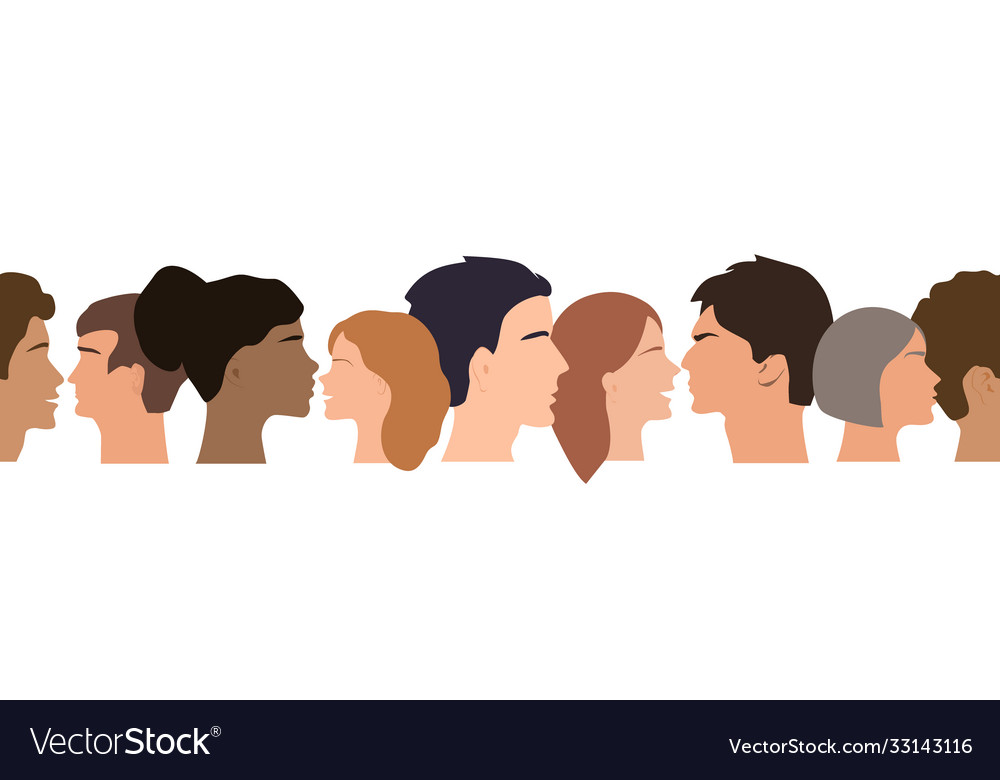 Seamless border pattern different people Vector Image