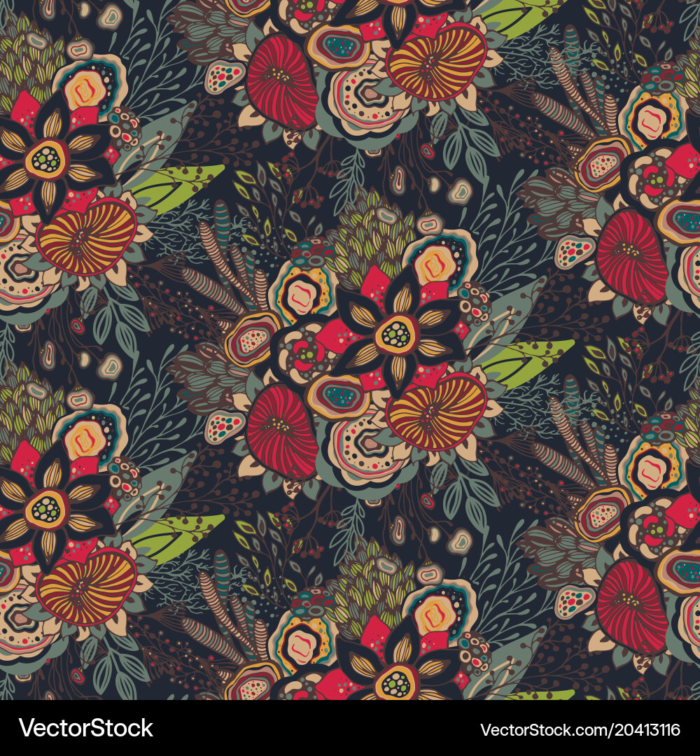 Seamless pattern with hand drawn floral fantasy Vector Image