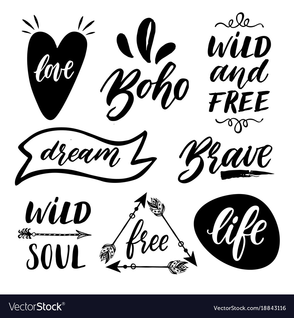 Set boho style frames and hand drawn elements Vector Image