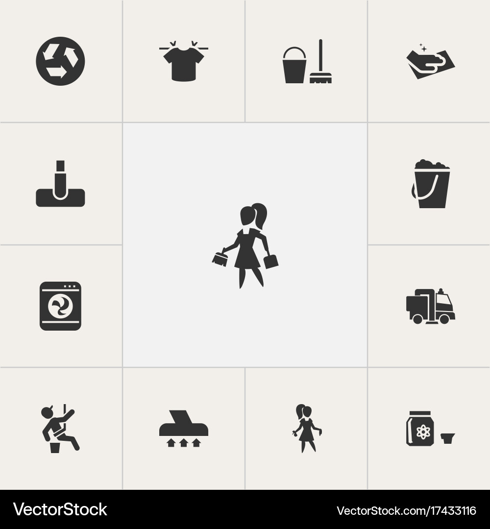 Set of 13 editable cleaning icons includes Vector Image