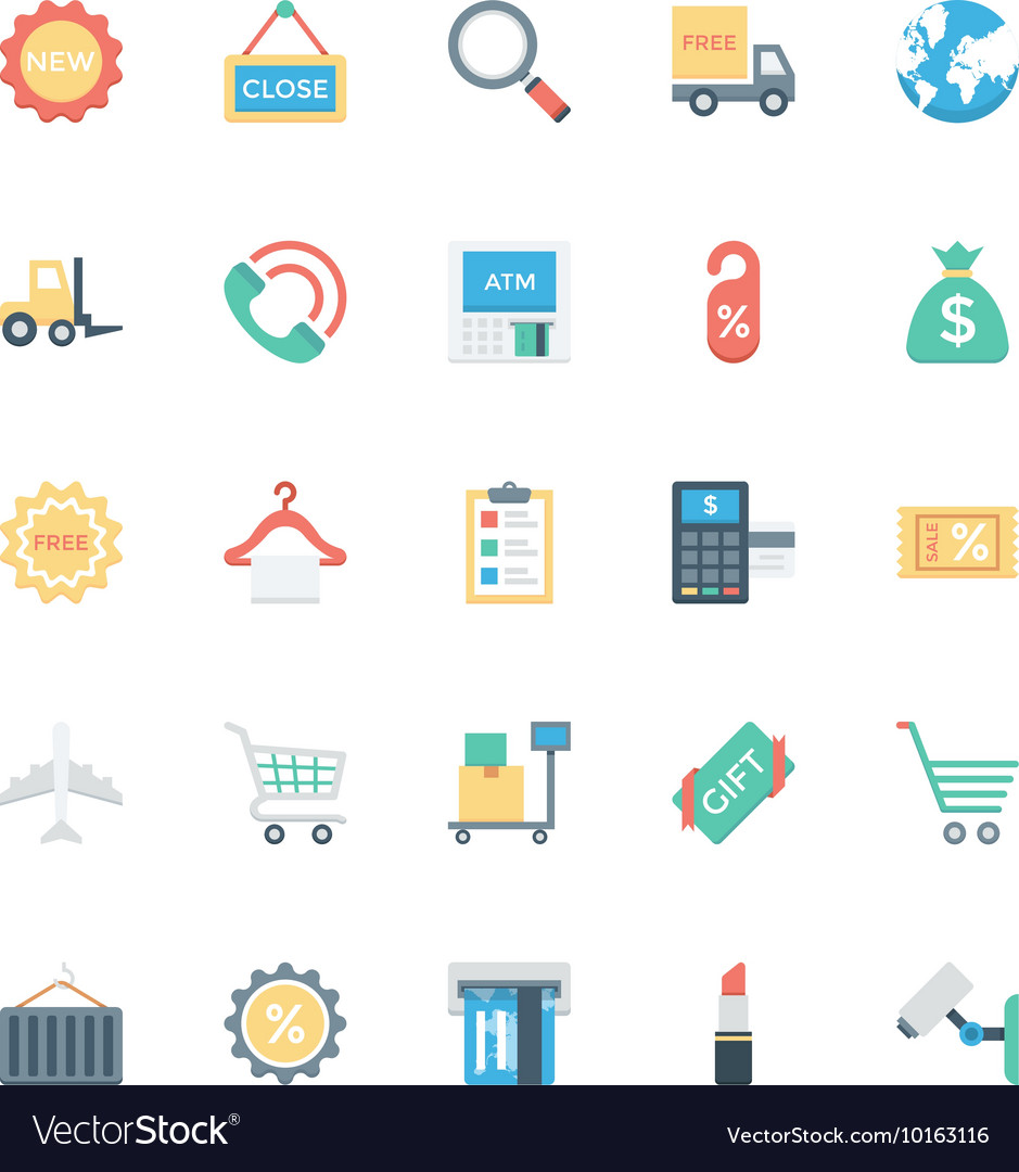 Shopping flat colored icons 2 Royalty Free Vector Image