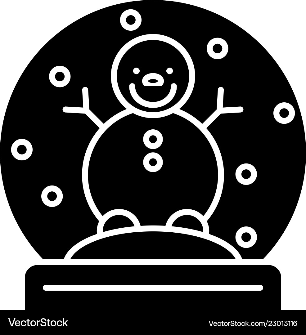 Snow globe with snowman black icon sign Royalty Free Vector