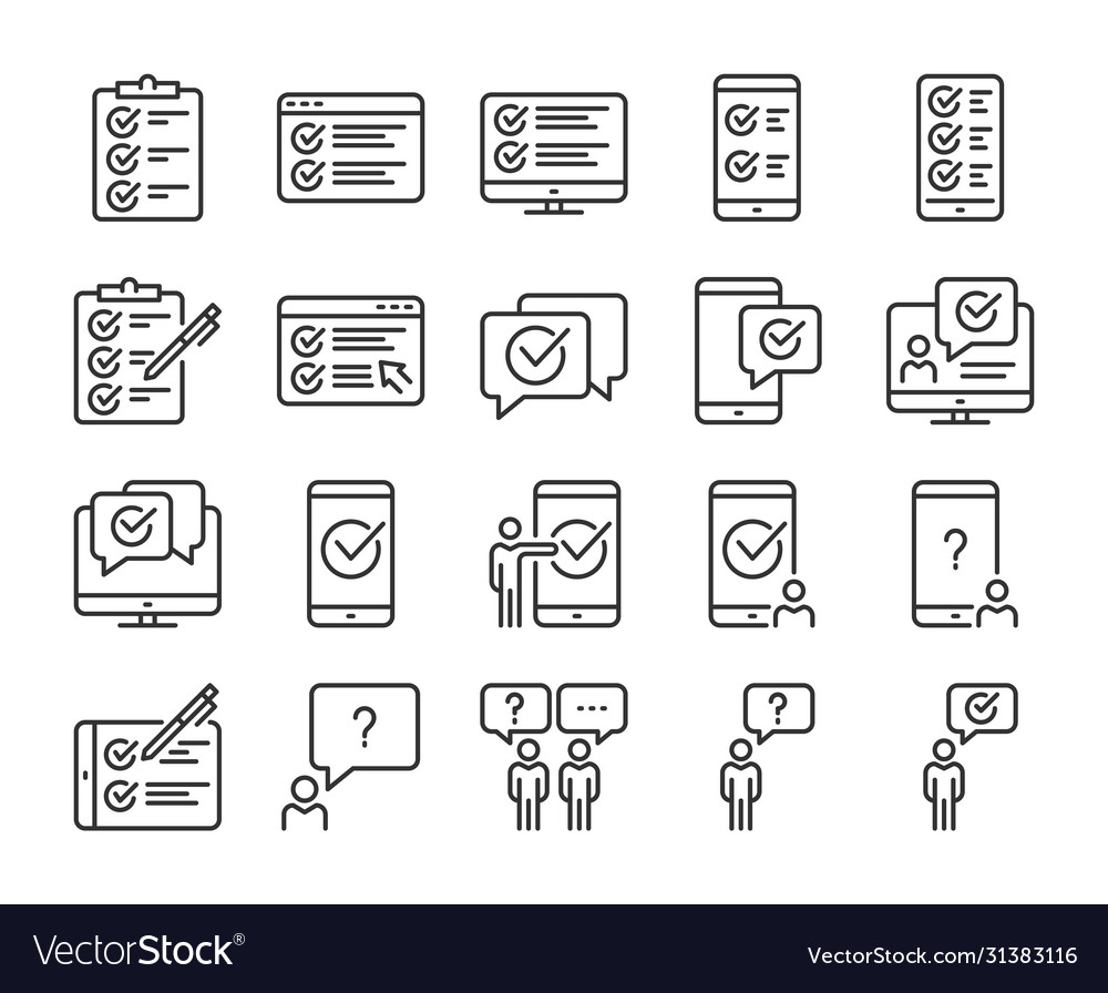 Survey icons survey and questionnaire line icon Vector Image