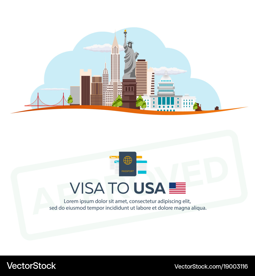 Visa to usa travel document Royalty Free Vector Image