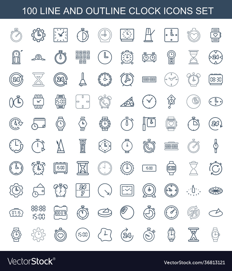 100 clock icons Royalty Free Vector Image - VectorStock