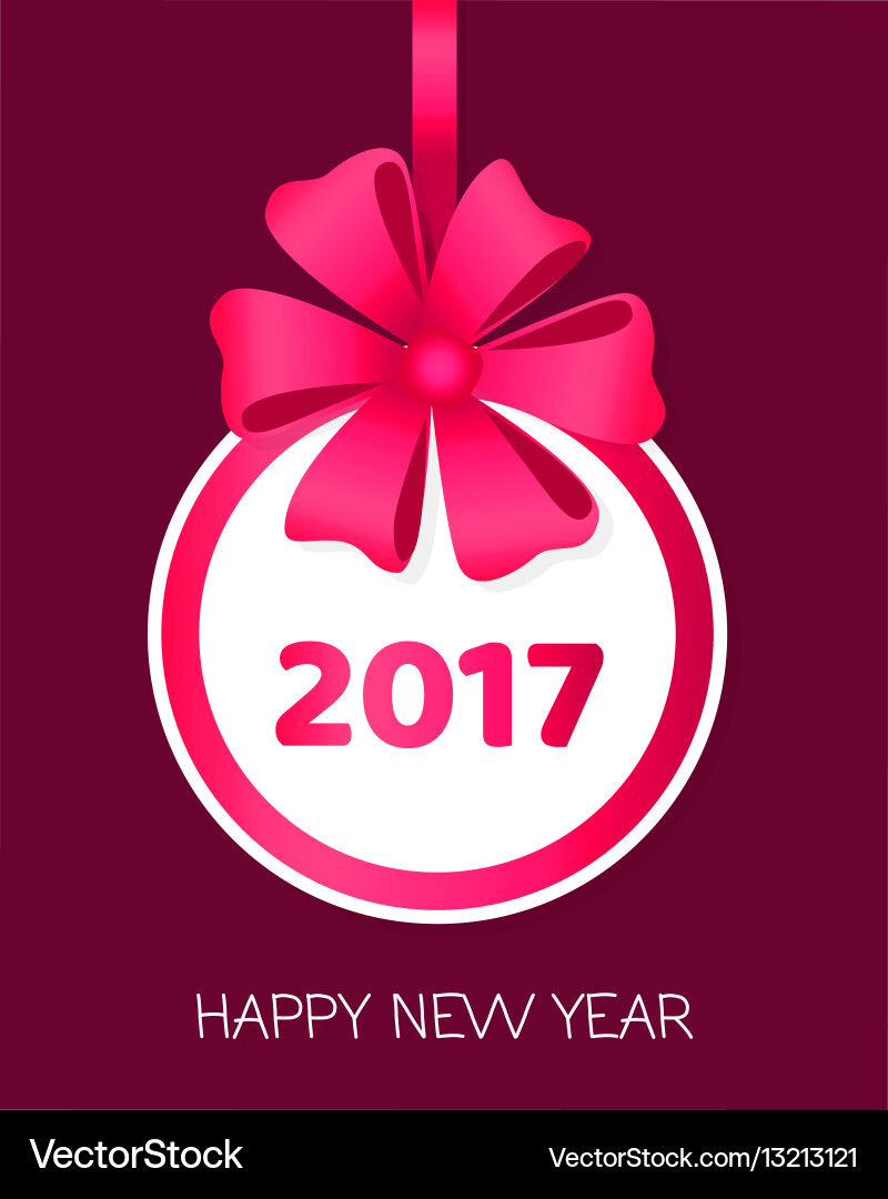 2017 happy new year round banner with ribbons Vector Image