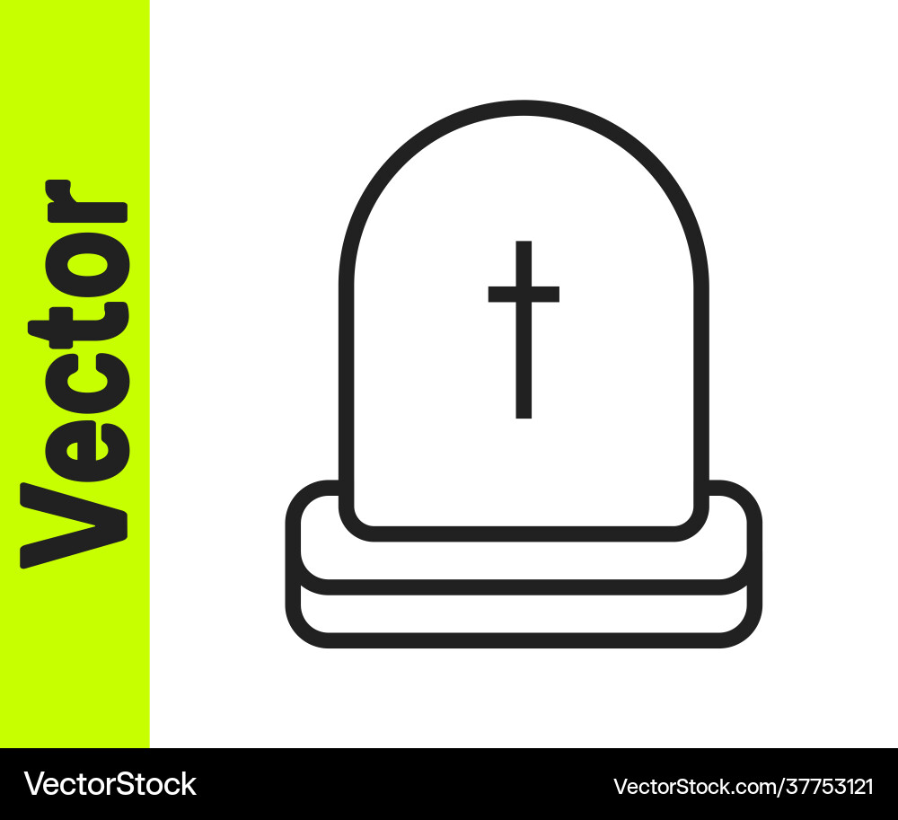 Black line tombstone with rip written on it icon Vector Image
