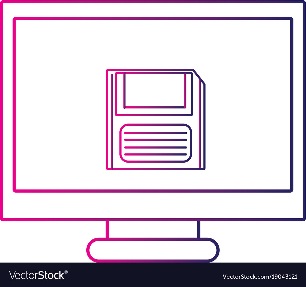 Color line computer technology with screen Vector Image