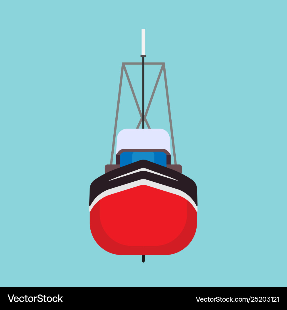 Fishing boat front view icon sea ship water Vector Image