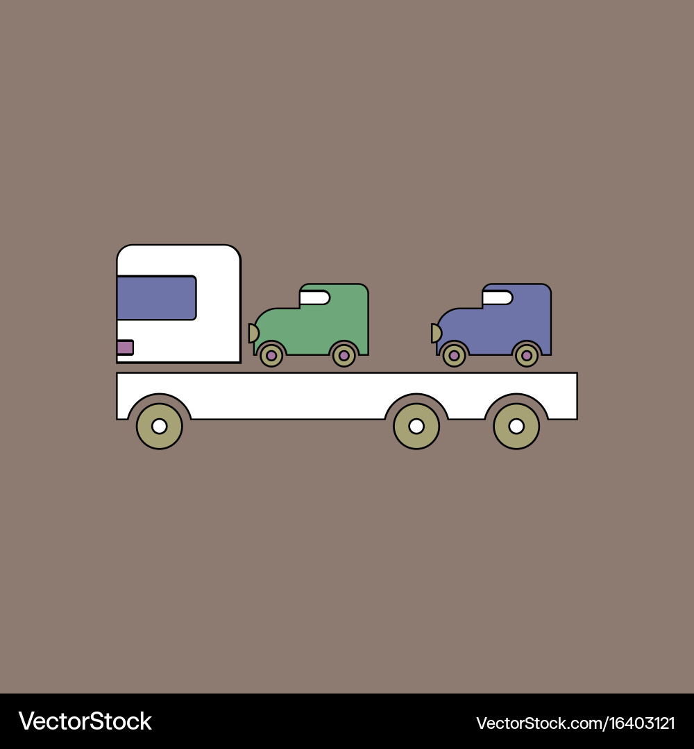 Flat icon design collection car carrier truck Vector Image