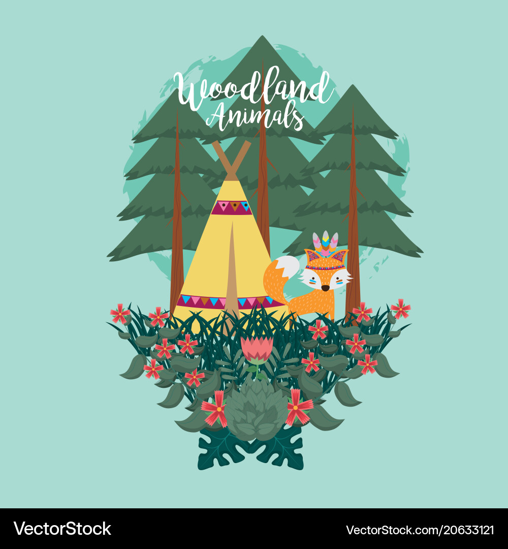 Fox woodland animals Royalty Free Vector Image