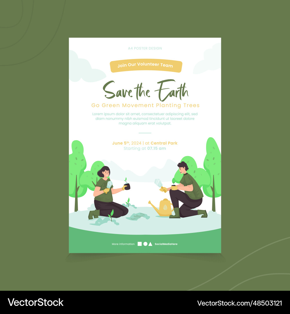 Go green replanting trees on poster design Vector Image