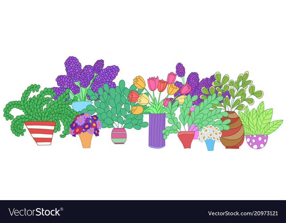 Horizontal composition with colored cartoon Vector Image