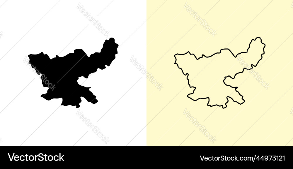 Jharkhand map india asia filled and outline Vector Image