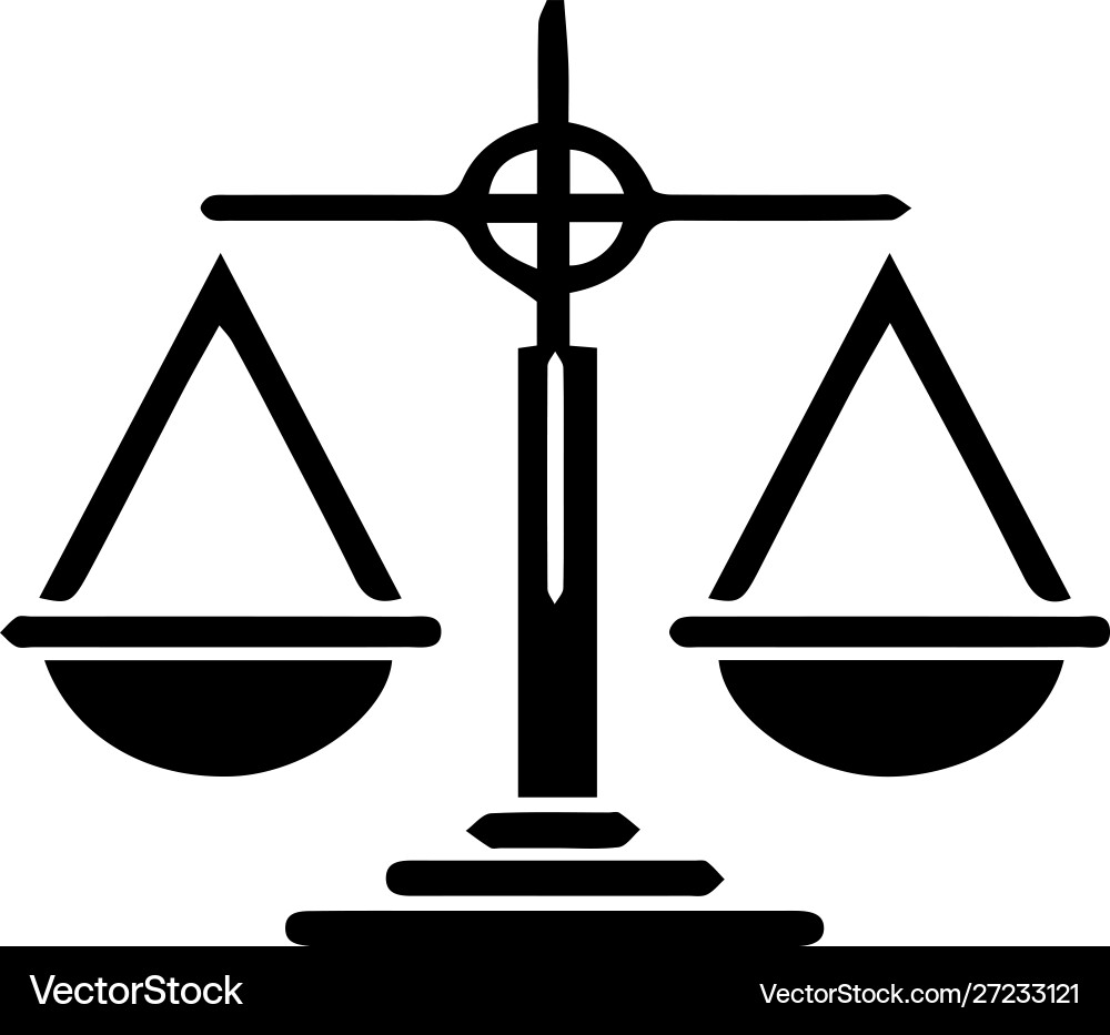 Justice scale icon on white background Royalty Free Vector