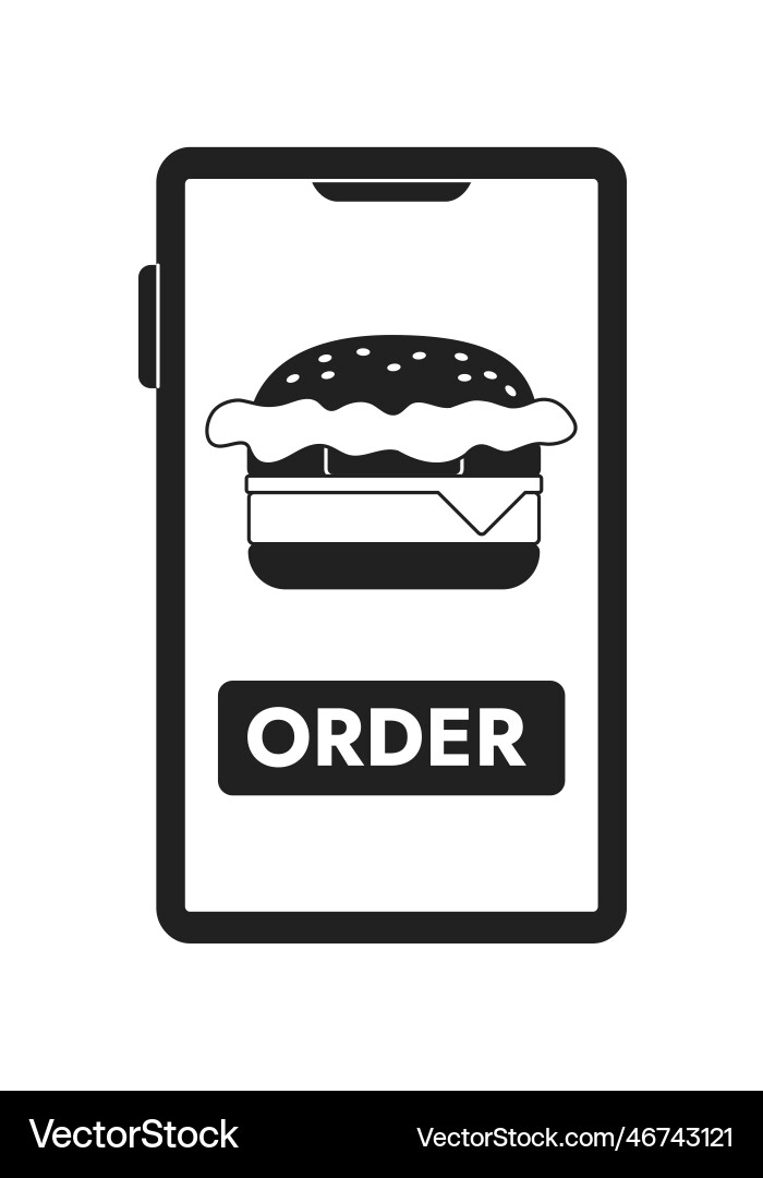 Mobile phone screen with fast food delivery app Vector Image