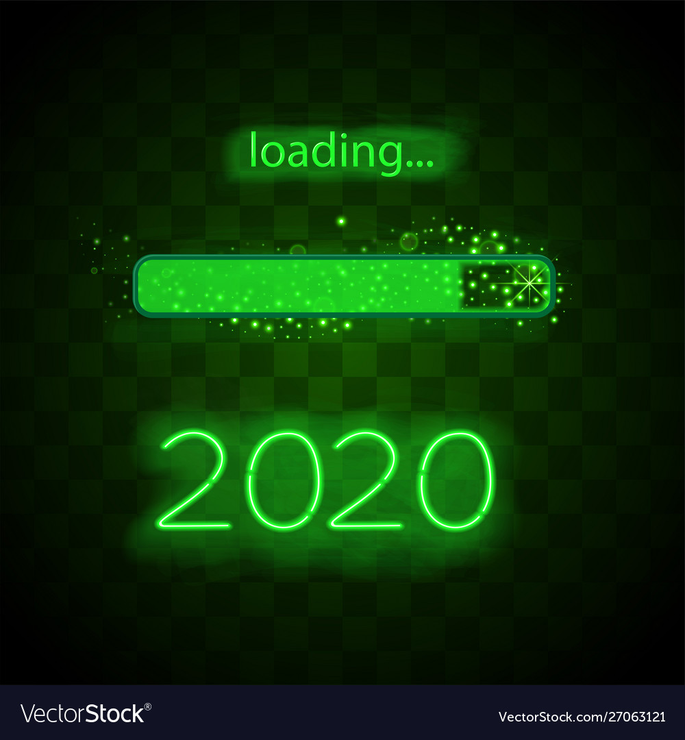 Neon progress bar 2020 year Royalty Free Vector Image