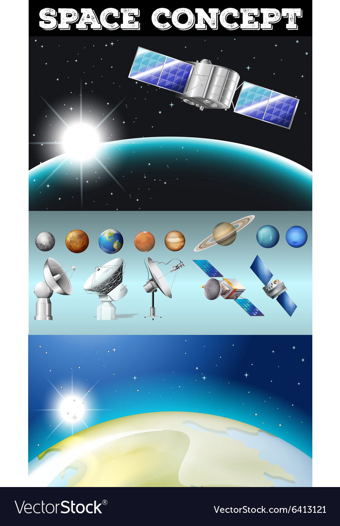 Planets in space and other objects Royalty Free Vector Image