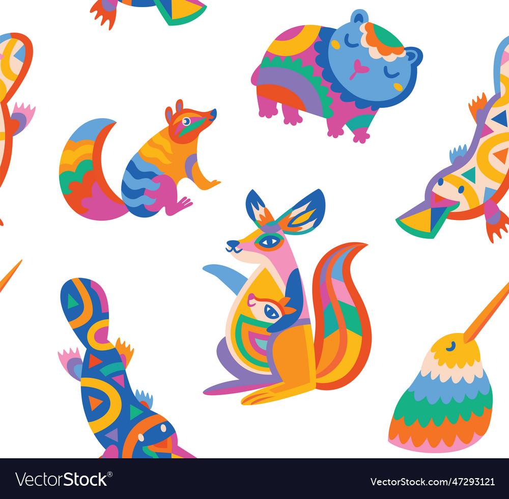 Seamless pattern with abstract australian animals Vector Image