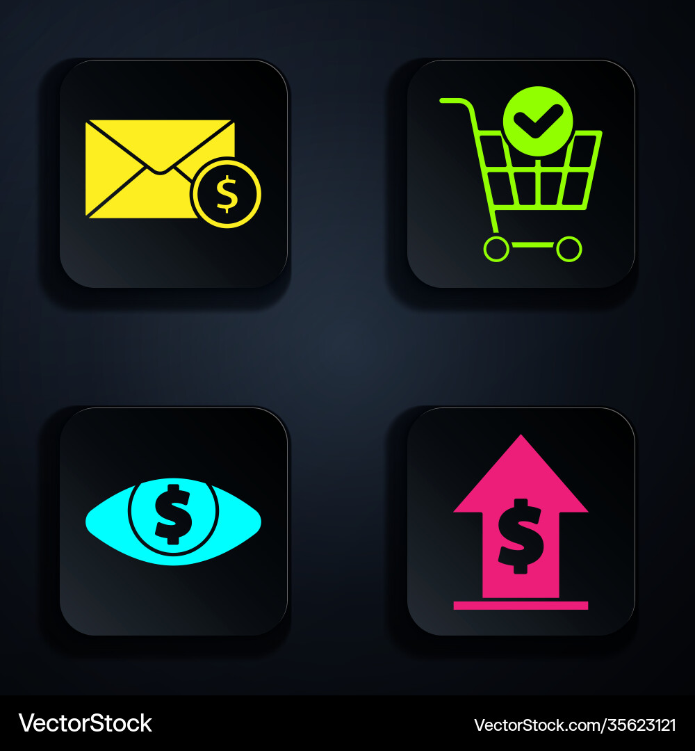 Set financial growth and coin envelope with coin Vector Image