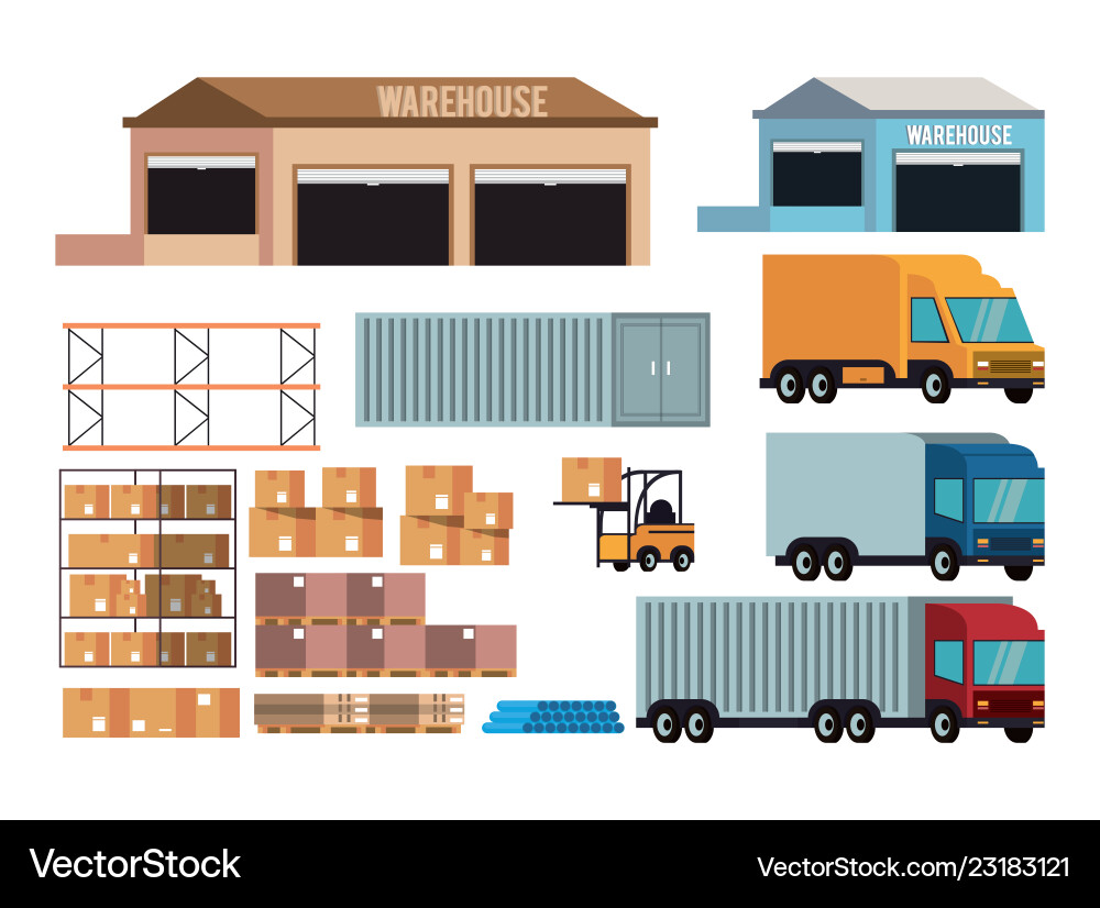 Set of delivery and cargo icons Royalty Free Vector Image
