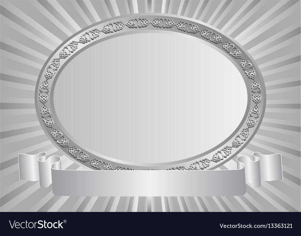 Silver background with decorative frame Royalty Free Vector