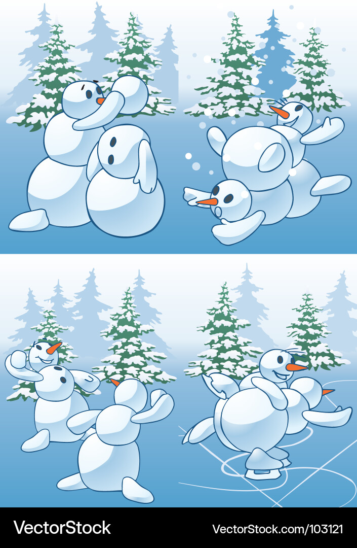 Snowmans Royalty Free Vector Image - VectorStock