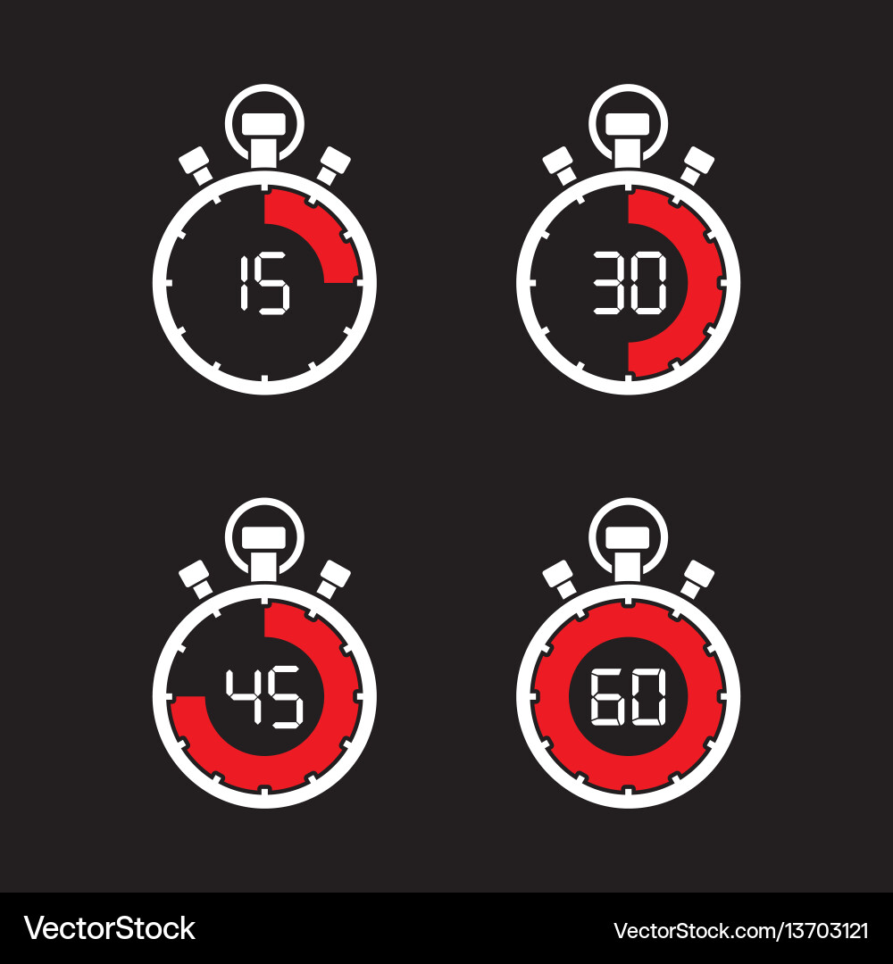 Stopwatch timer set Royalty Free Vector Image - VectorStock