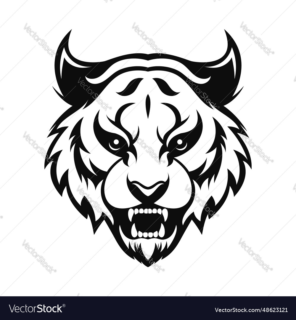 Tiger head face logo template Royalty Free Vector Image