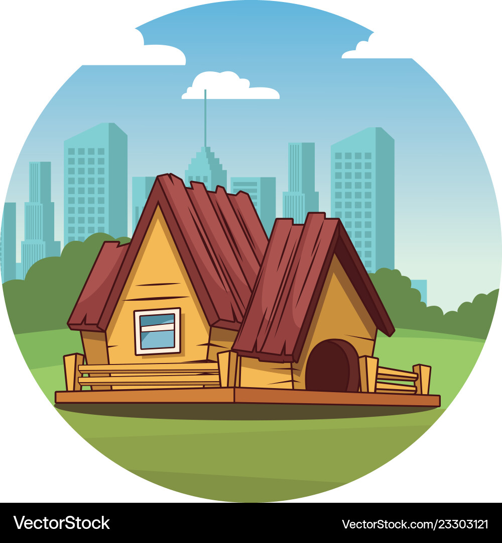 Wooden house cartoon Royalty Free Vector Image
