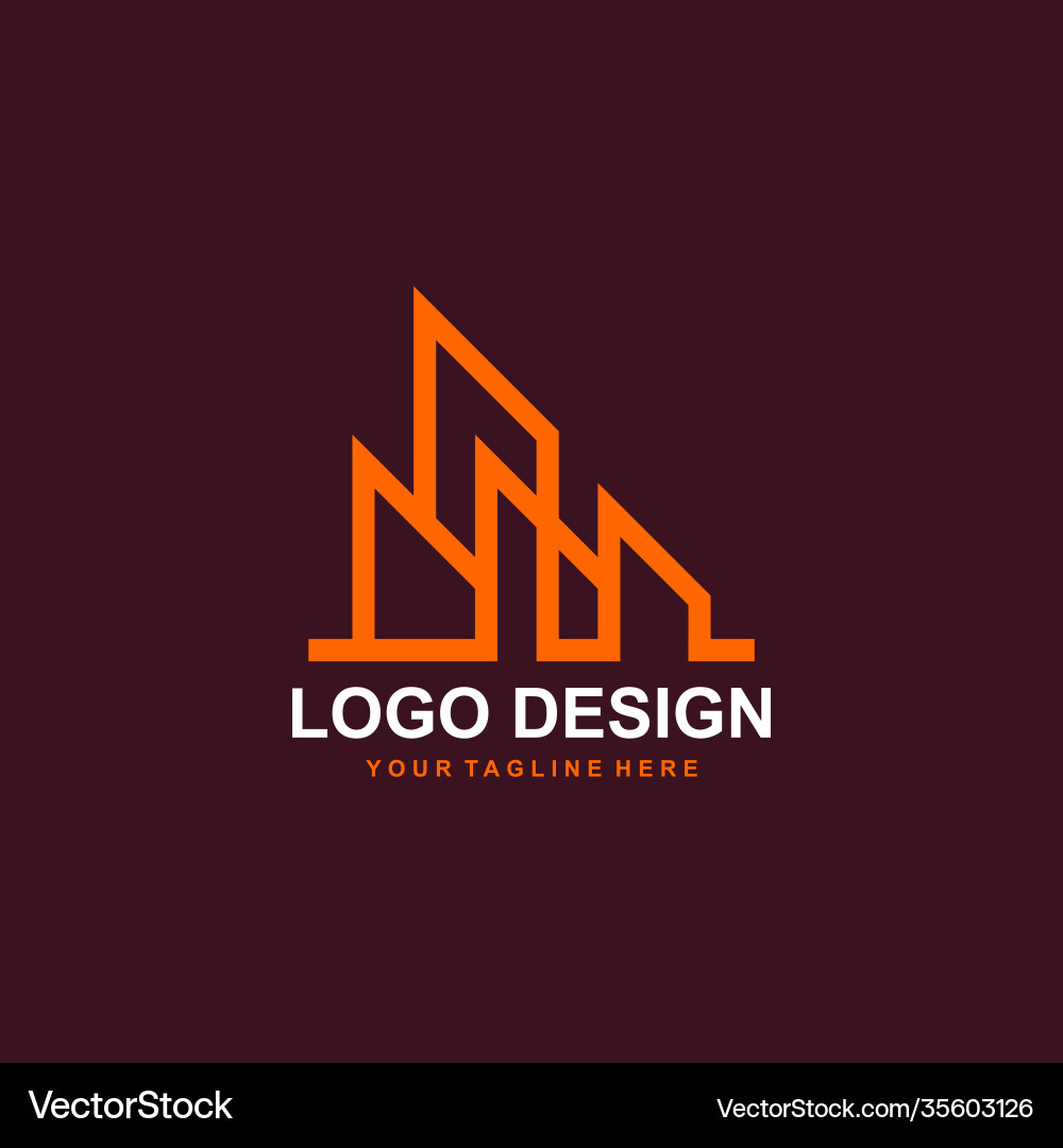 Architectural logo design real estate line Vector Image