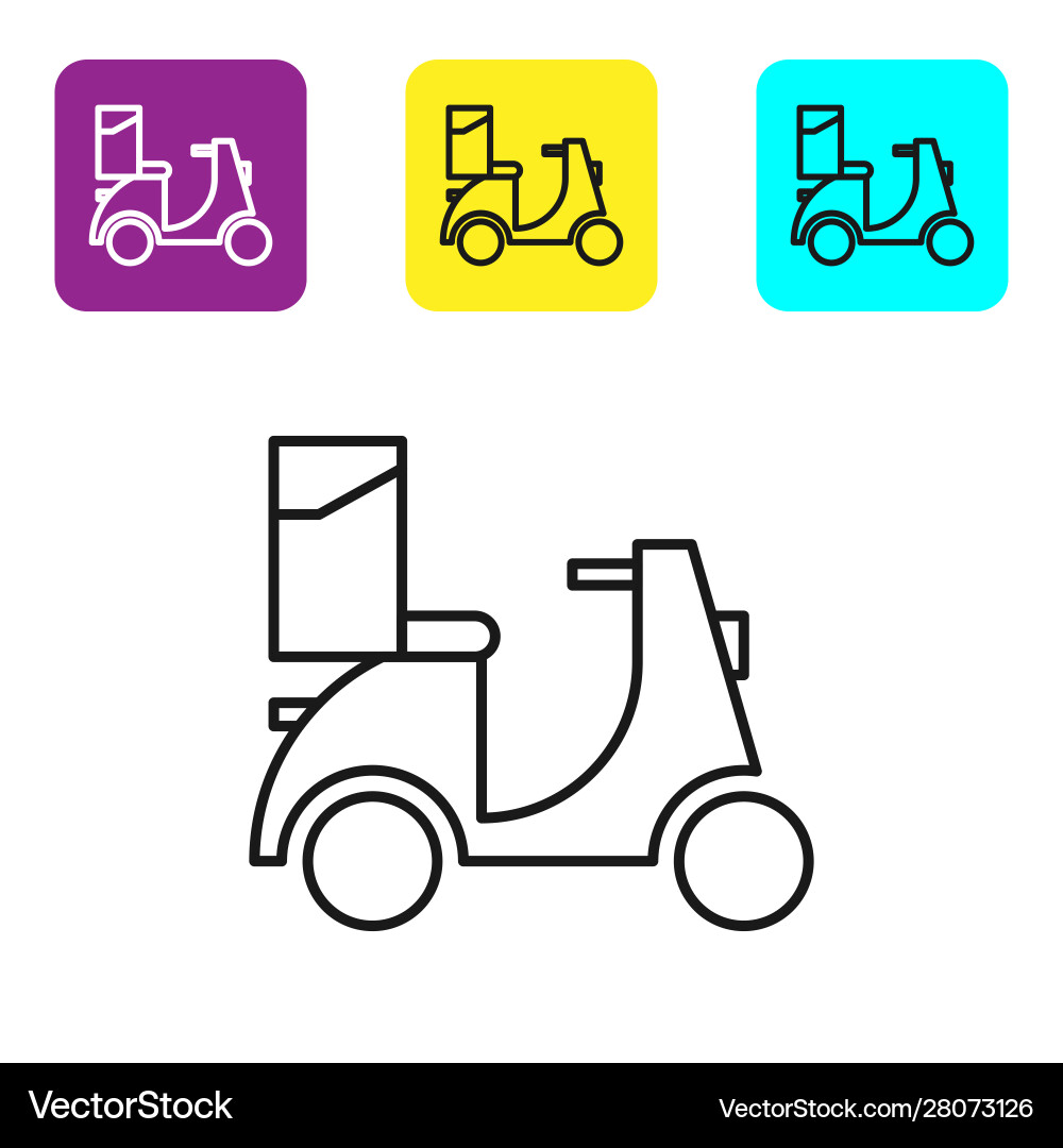 Black line scooter delivery icon isolated on white