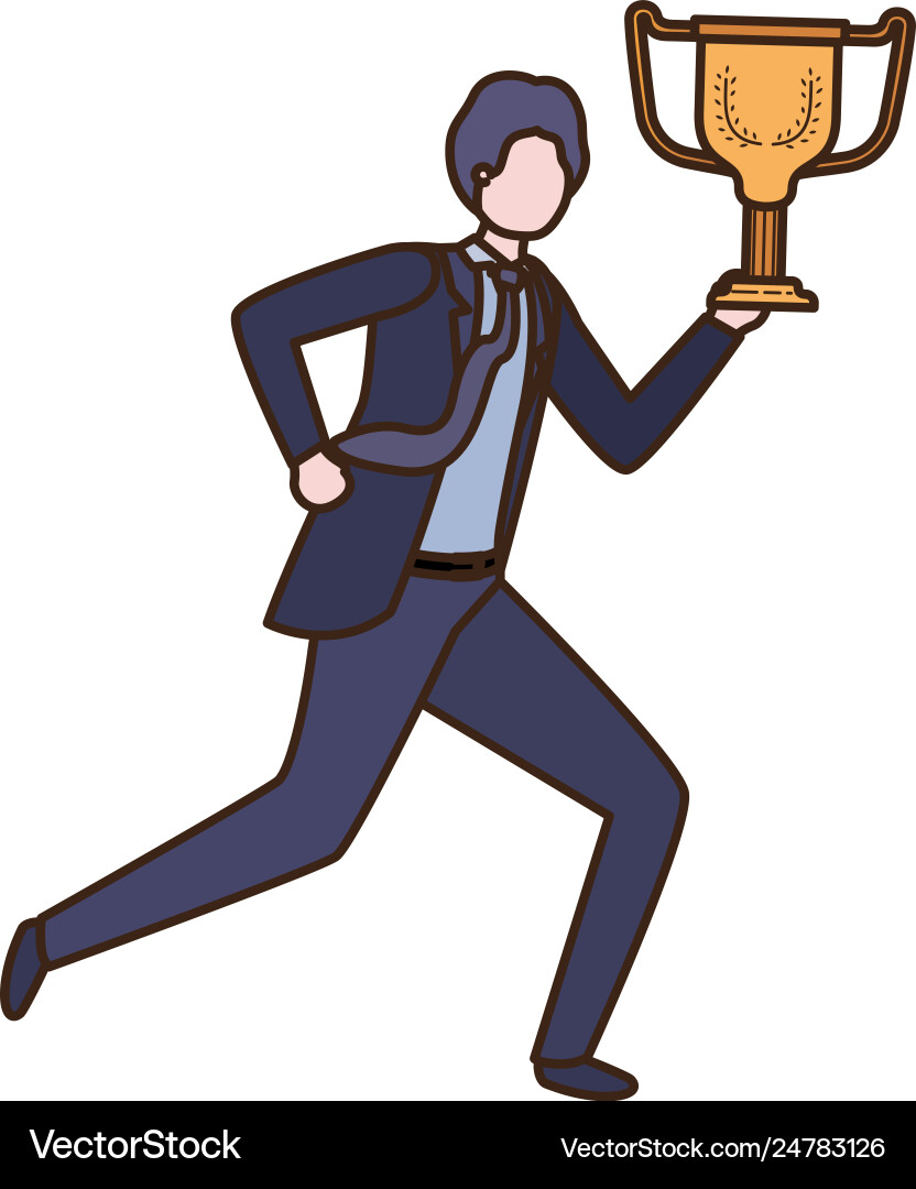 Businessman with trophy avatar character Vector Image