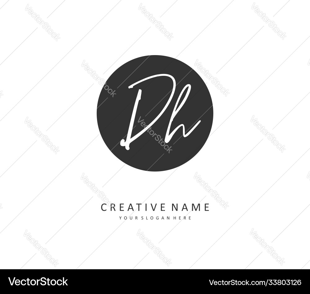 D h dh initial letter handwriting and signature Vector Image