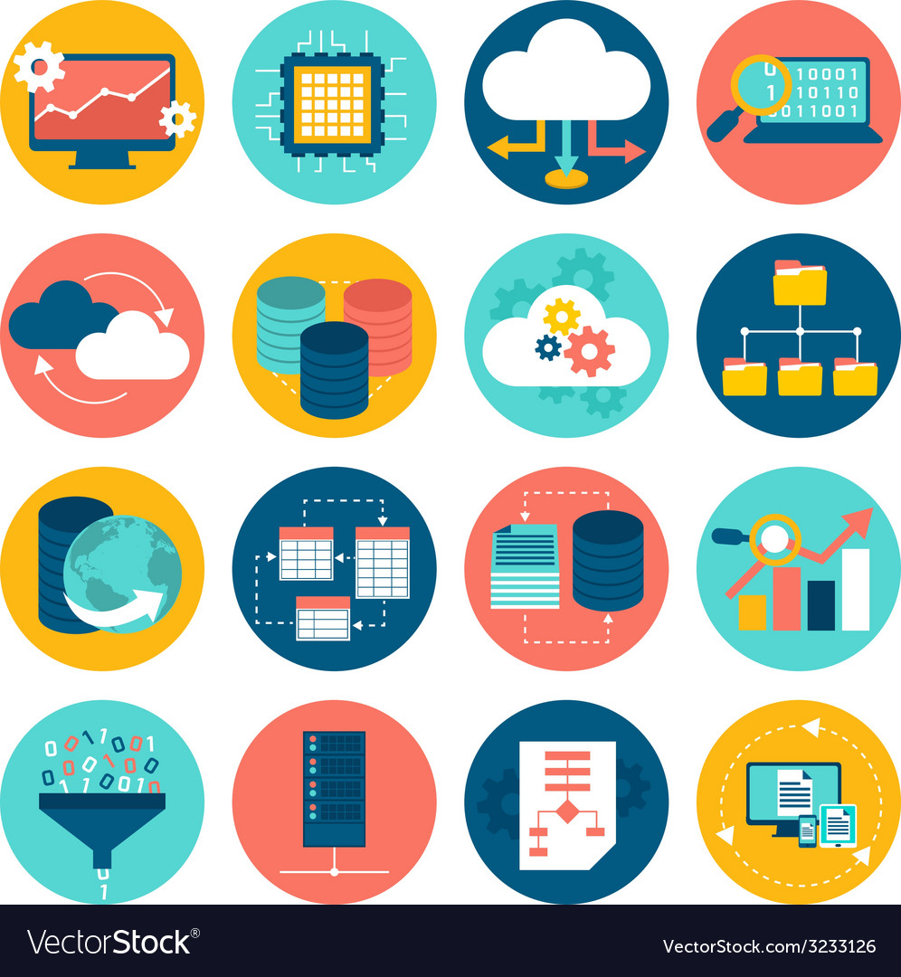 Data analysis icons Royalty Free Vector Image - VectorStock
