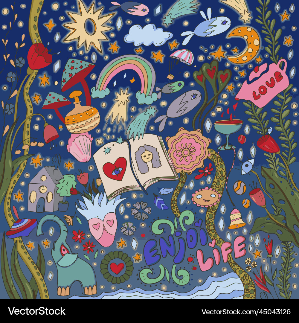 Enchanted garden the secret doodle Royalty Free Vector Image