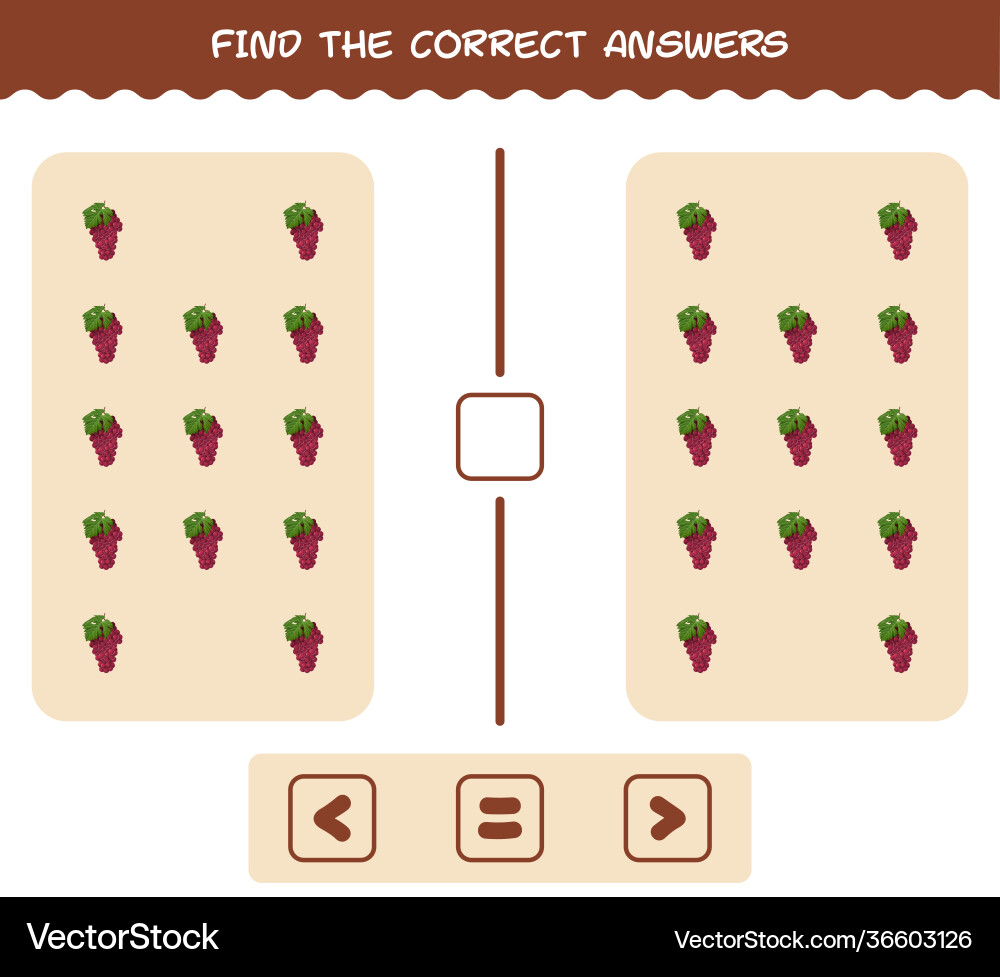 Find correct answers cartoon red grape Royalty Free Vector