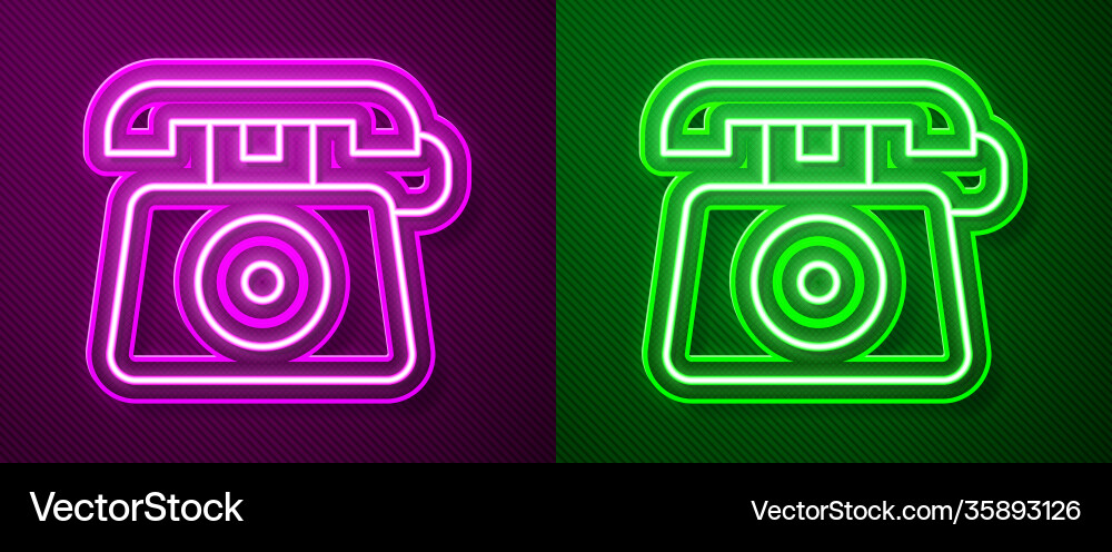 Glowing neon line telephone with emergency call Vector Image