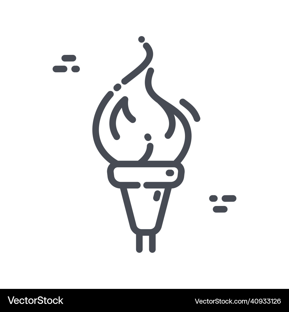 Line icon of a torch with burning flame Royalty Free Vector