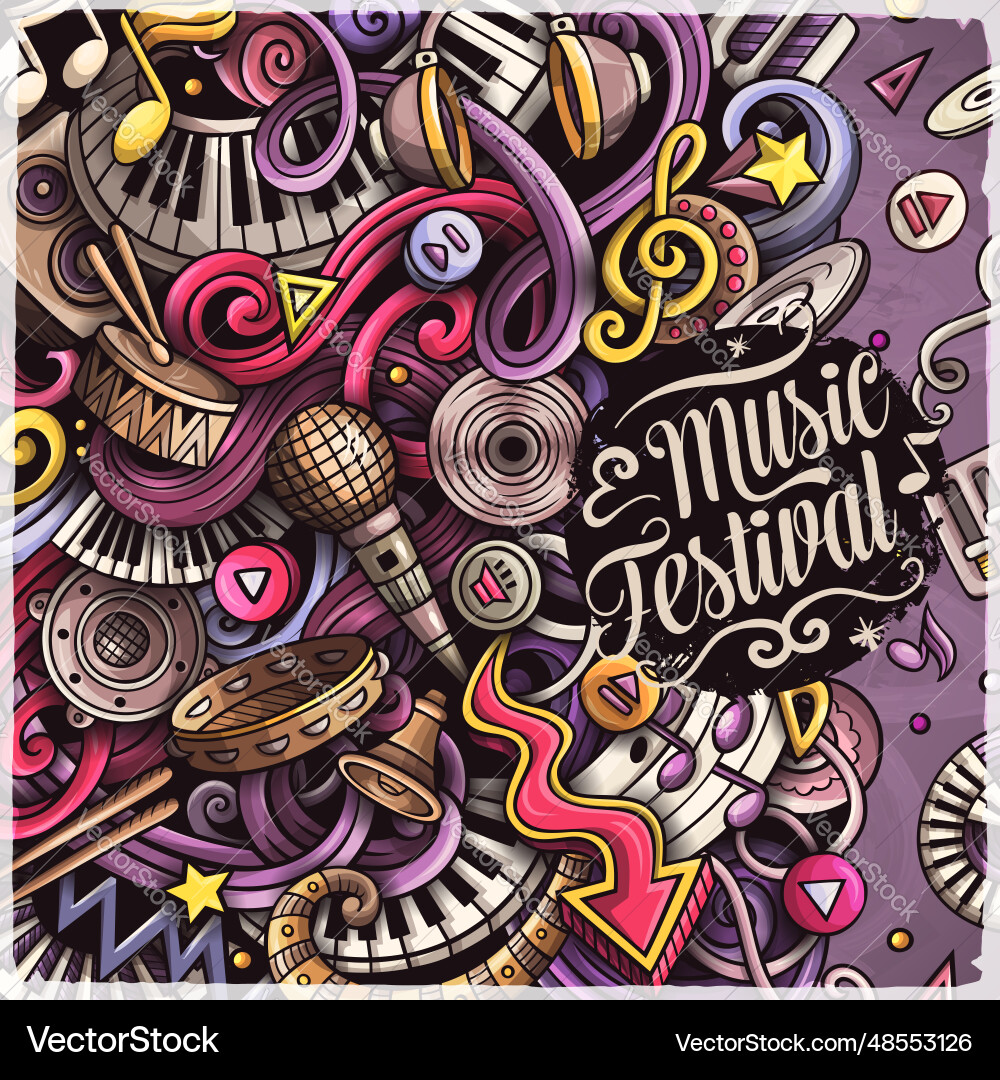 Music doodles musical frame design Royalty Free Vector Image