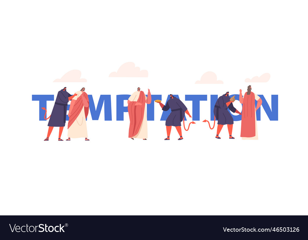 Poster with jesus temptation biblical scene where Vector Image