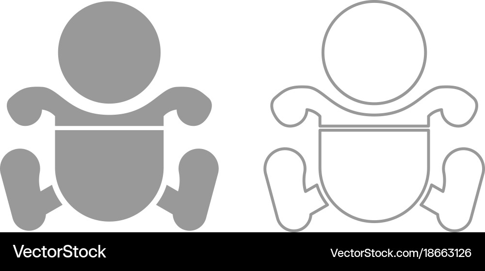 Toddler boy with diapers icon grey set Royalty Free Vector