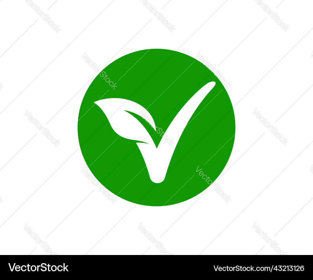 Vegan v leaf tick check mark logo icon Royalty Free Vector