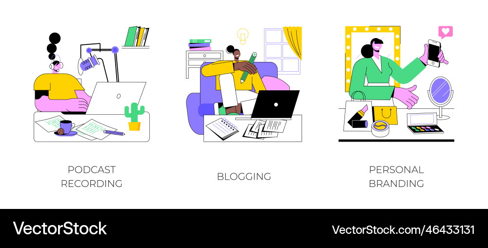 Blogger life isolated cartoon Royalty Free Vector Image