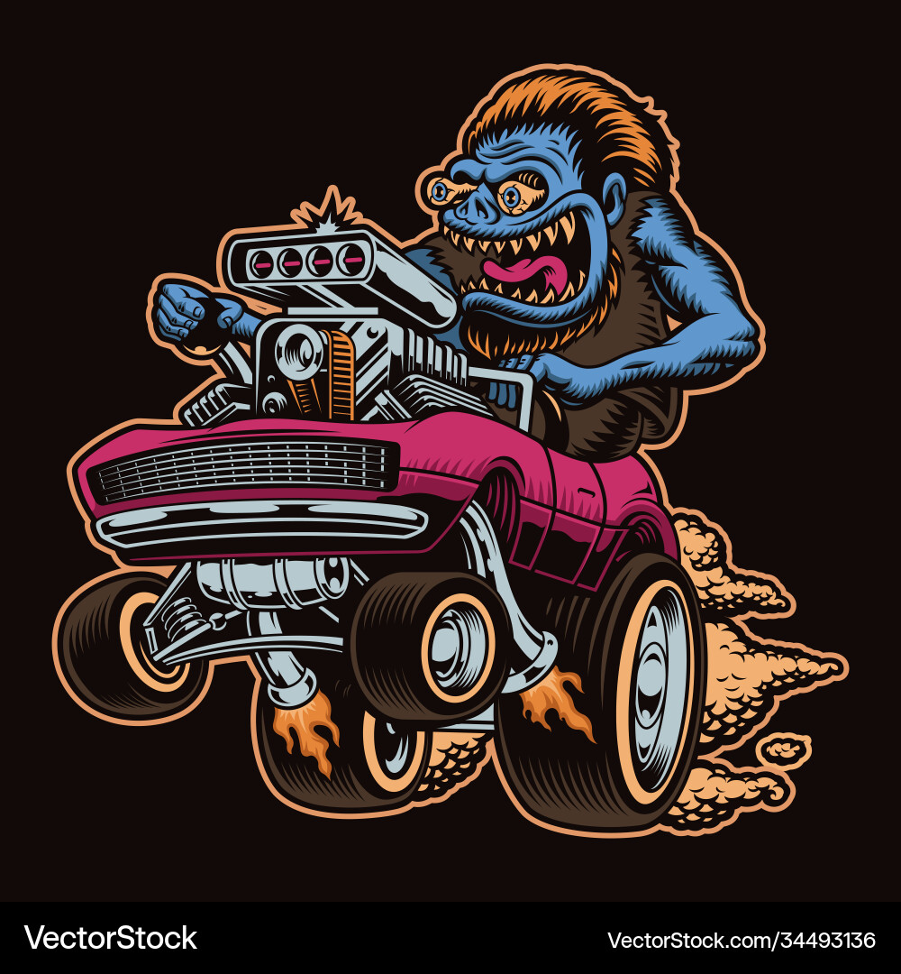 A colorful cartoon hot rod Royalty Free Vector Image